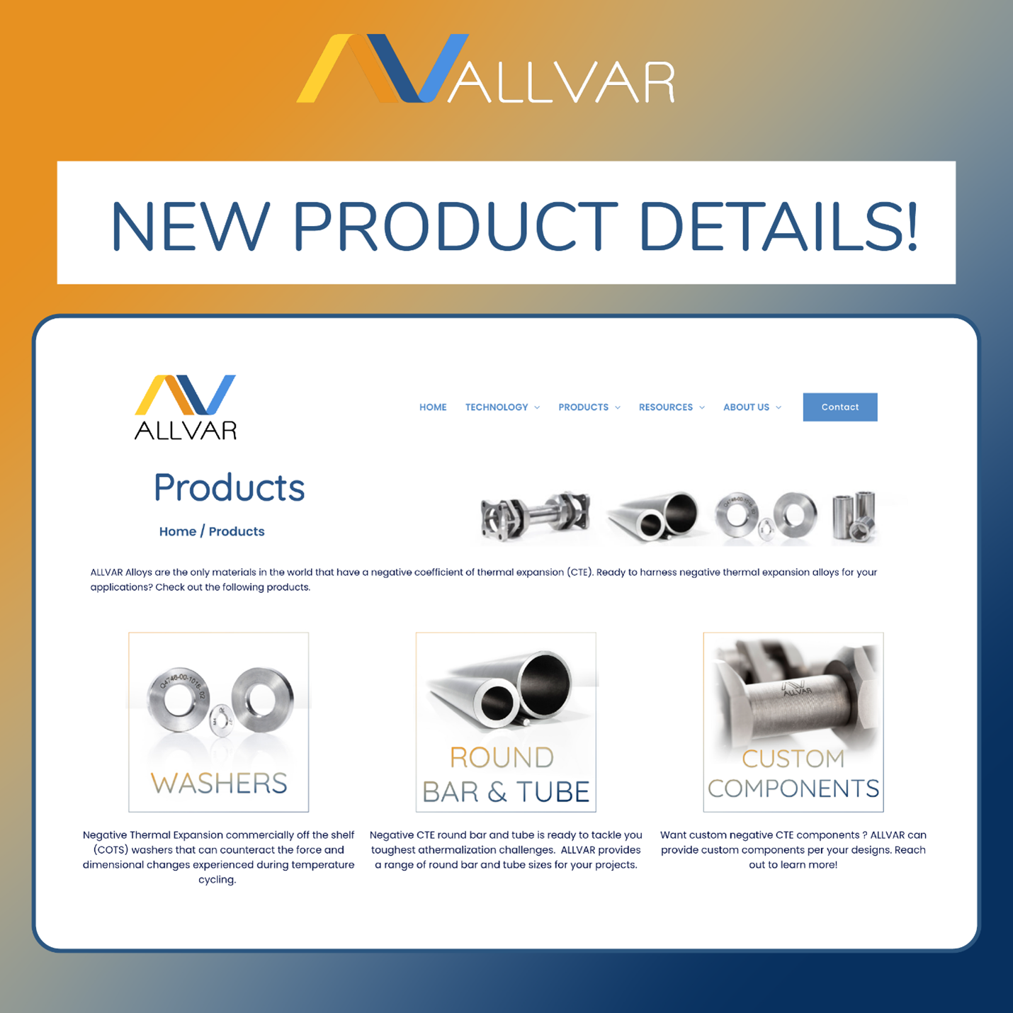 Thermal compensation washers now available with COTS item numbers! - ALLVAR Alloys